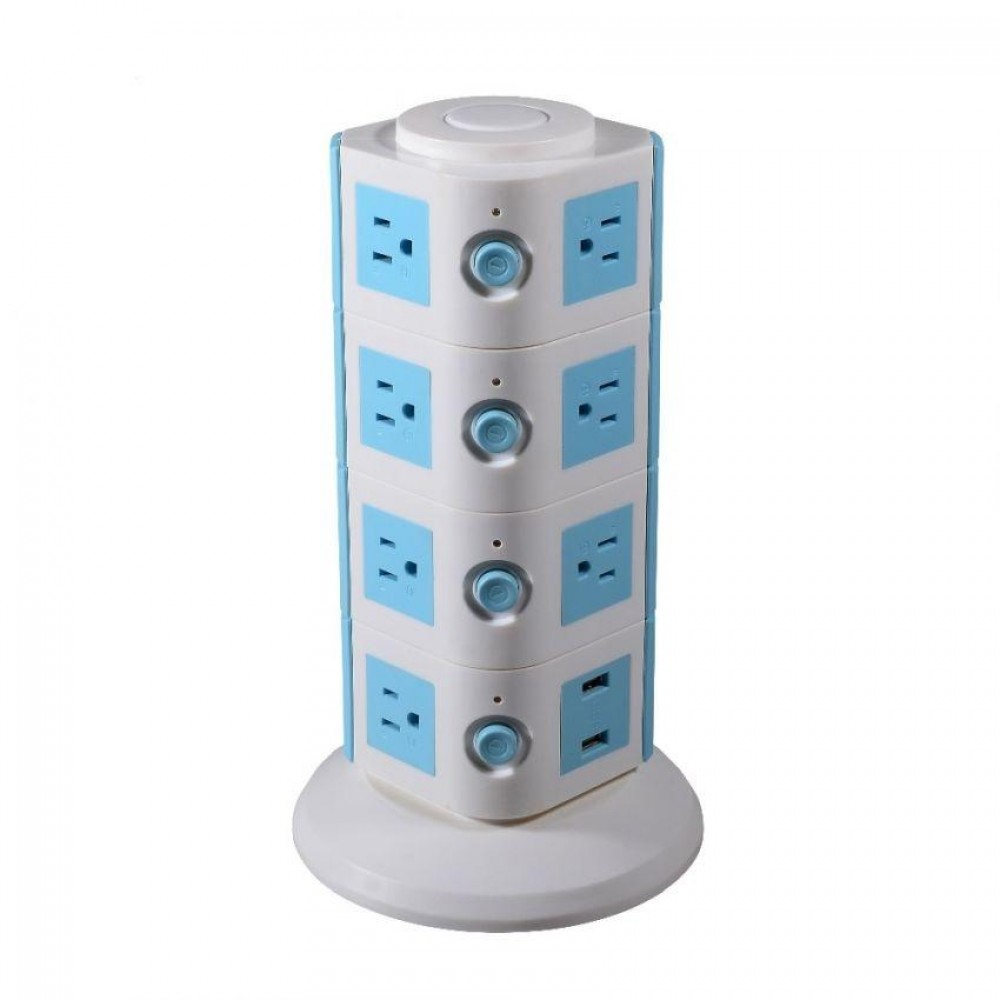 Multifunctional Multiplug with USB Charger Blue White- Choicemandu