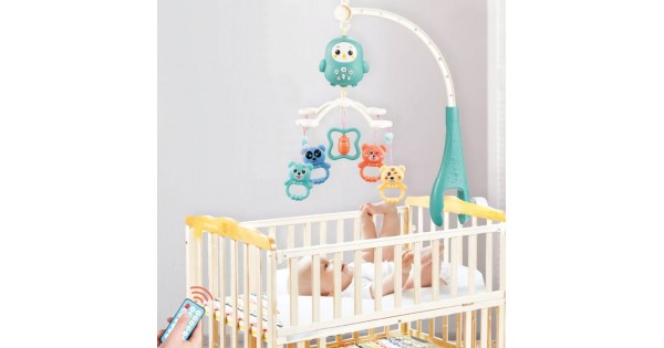 Newborn Baby Cot Bed Hanging Toy with Music and Stories