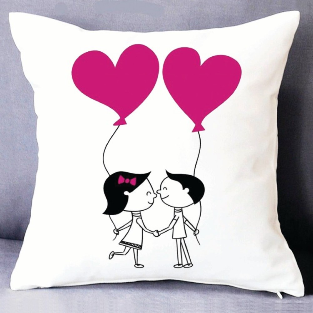 Couple Love Design Cartoon Printed Valentine Special Gift Cushion